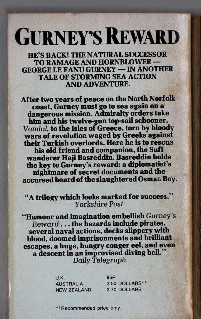 Sam Llewellyn GURNEY'S REWARD book cover scans